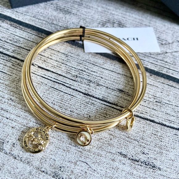 Coach | Jewelry | Nwt Coach Set Of 3 Bangle Bracelets With Charms ...